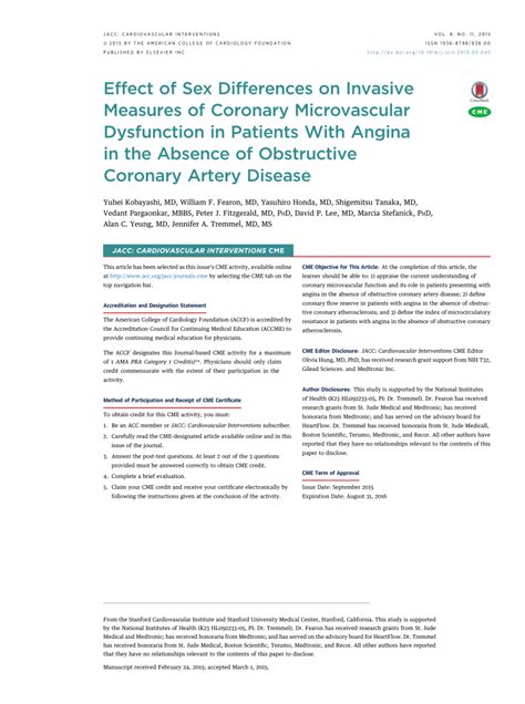 Pdf Effect Of Sex Differences On Invasive Measures Of Coronary