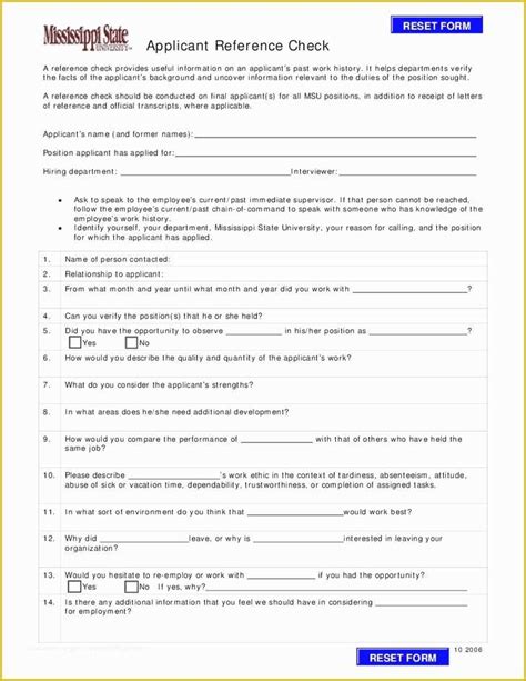 Background Check Form Template Free Of Reference Check Forms For Employment Employee Reference