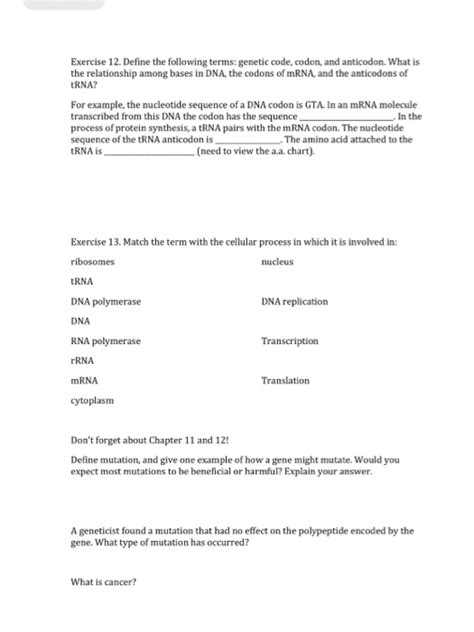 solved define the following terms genetic code codon and
