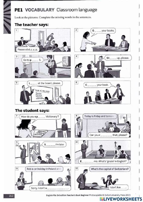 Classroom Vocab Free Interactive Worksheets 954608