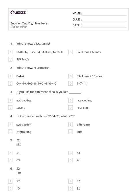 50 Two Digit Numbers Worksheets For 2nd Grade On Quizizz Free