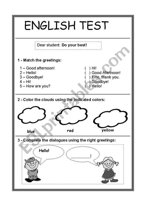 Easy English Test Esl Worksheet By Teacher Drica