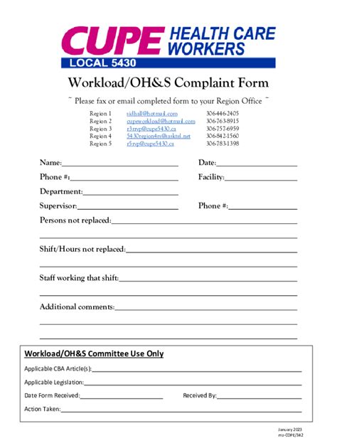Fillable Online Workload Ohands Complaint Form Fax Email Print Pdffiller