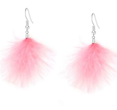 Pink Feather Earrings Jewellery Feather Planet