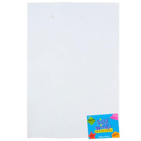 Silly Winks Glitter Foam Sheet White 12 X 18 Inches 1 Each Mardel