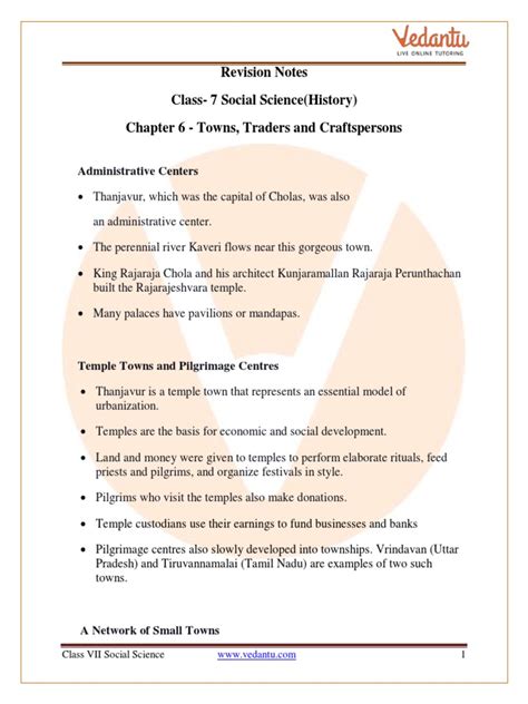 Cbse Class 7 History Chapter 6 Notes Towns Traders And Craftsperson