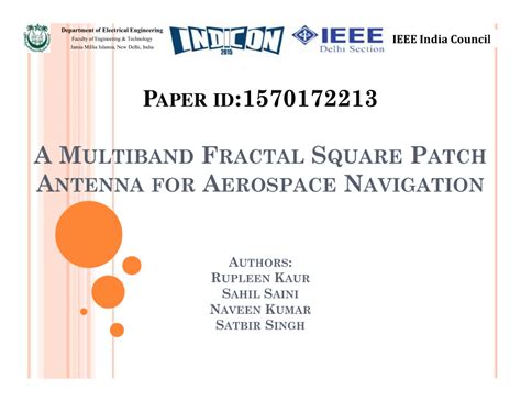 Pdf A Multiband Fractal Square Patch Antenna For Aerospace Navigation