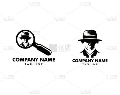 一套侦探模板矢量插图，间谍素材 花瓣网