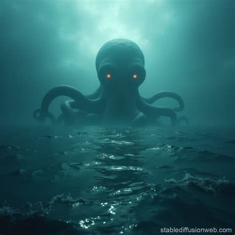Surreal Horror Scene Cthulhu Lurking In The Deep Stable Diffusion Online