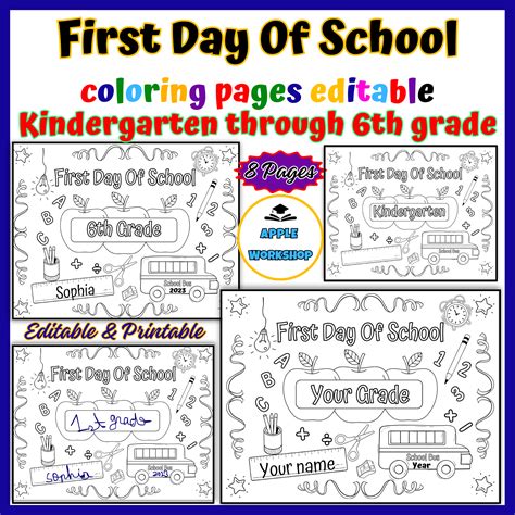 First Day Of Kindergarten Coloring Pages