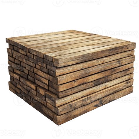 Stacked Wooden Planks Form A Cubic Structure 55537774 Png