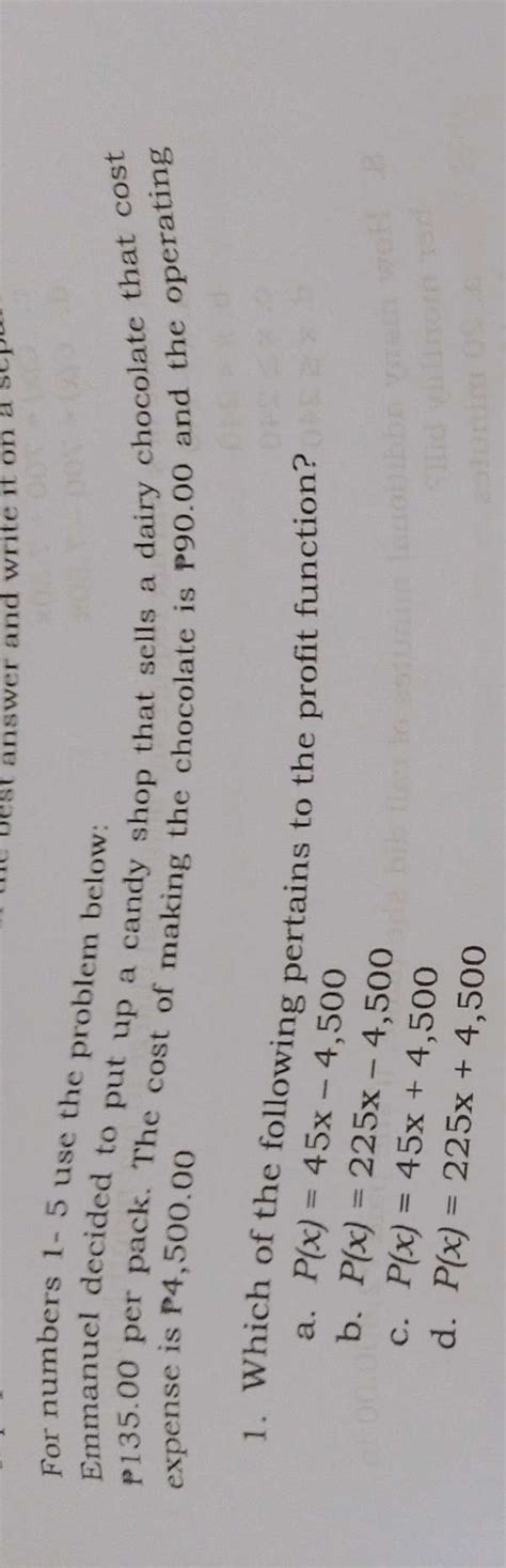 For Numbers 1 5 Use The Problem Below StudyX