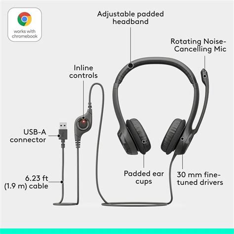 Logitech Padded H390 Usb Headset Stereo Usb Wired 20 Hz 20