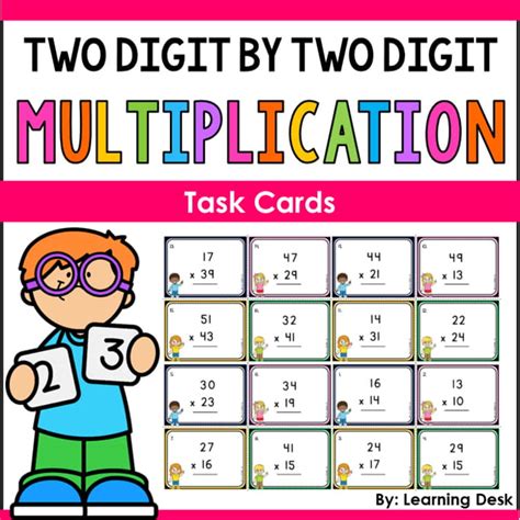 2 Digit By 2 Digit Multiplication Math Worksheets Task Cards Second