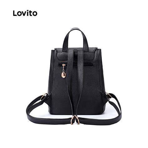 Trendy Lovito Women Casual Plain Elegant Design Drawstring Backpack