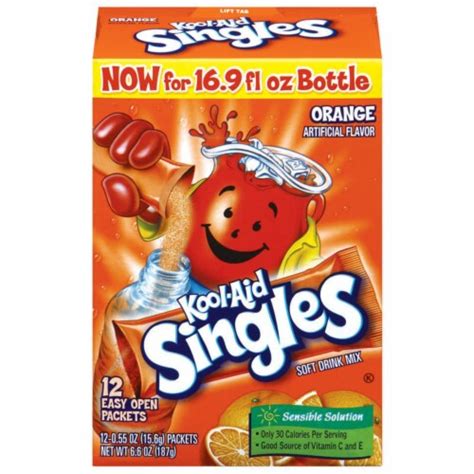 Kool Aid Singles Orange Flavored Soft Drink Mix Packets 12 Ct 0 55 Oz Kroger