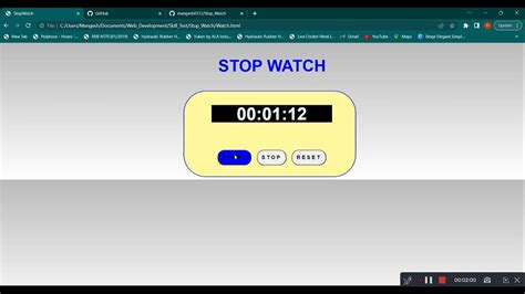 Stop Watch Using Javascript Youtube