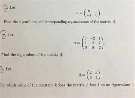 solved let a 0 1 1 0 find the eigenvalues and