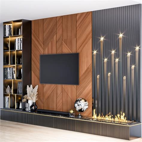 Premium Photo 3d Rendering Modern Luxury Tv Wall Decoration Interior