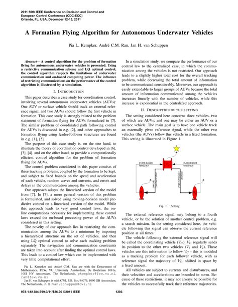 Pdf A Formation Flying Algorithm For Autonomous Underwater Vehicles