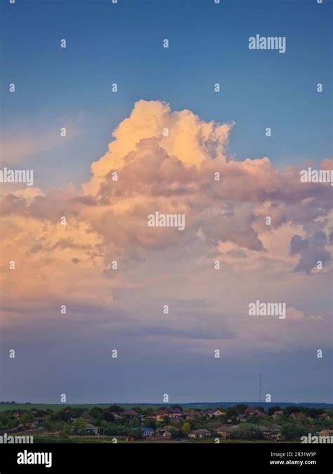 Vertical Cloud Background Blue Sky Background And Fluffy White Large