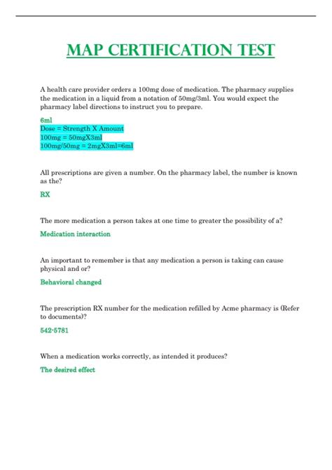 Map Certification Test Latest Real Exam 100 Questions And Correct