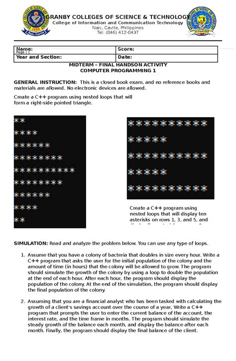 Final Handson Midterm C Granby Colleges Of Science And Technology