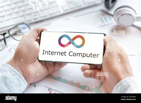 logo of dfinity foundation internet computer in tablet cryptocurrency