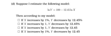 Solved D Suppose I Estimate The Following Model Chegg