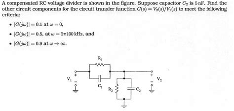 SOLVED A Compensated RC Voltage Divider Is Shown In The Figure Suppose Capacitor C Is NF