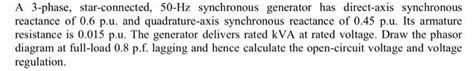A 3 Phase Star Connected 50 Hz Synchronous