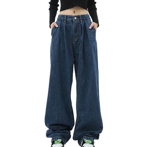 Hcuribad Wide Leg Jeans2024 New Womens Casual Loose Mid Waist Slim