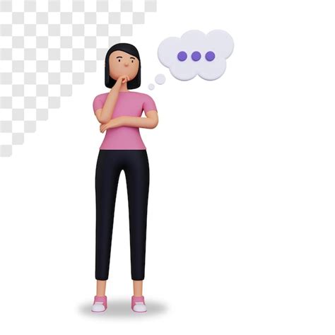 Premium Psd 3d Female Character Thinking Something