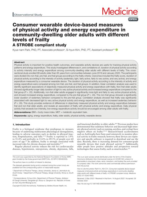 Pdf Consumer Wearable Device Based Measures Of Physical Activity And Energy Expenditure In