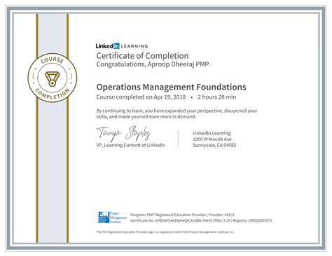 Certificate Ofcompletion Operations Management Foundations Ppt