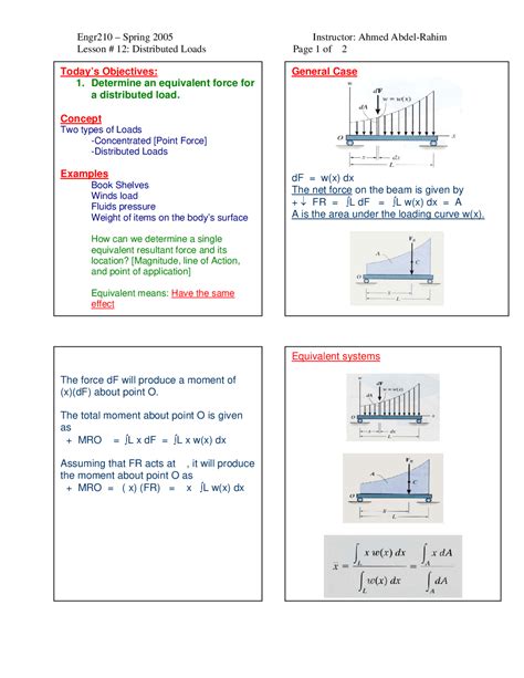 Distributed Loads Engineering Statics Slides Engr 210 Docsity