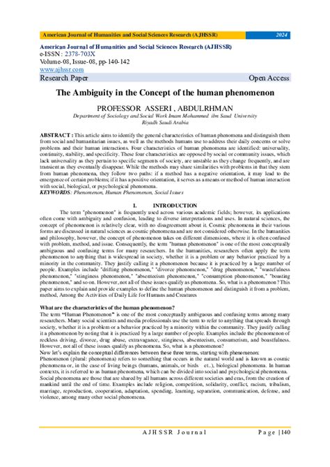 Pdf The Ambiguity In The Concept Of The Human Phenomenon