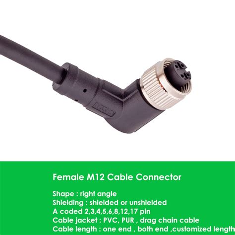 Right Angle M12 Cable Connector Female Shine Industry