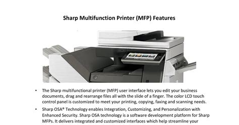 Sharp Multifunction Printer Mfp Features Pdf Docdroid