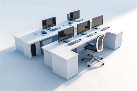 Sleek And Efficient Computer Lab Setup With Desks And Monitors In A