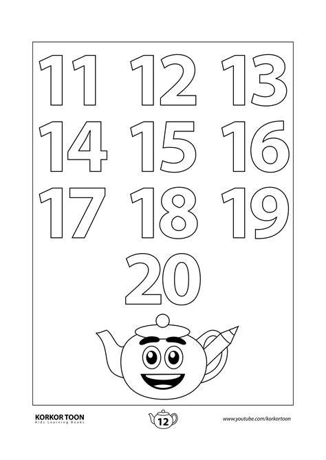 Number Coloring Pages 11 20