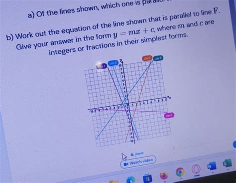 Solved A Of The Lines Shown Which One Is Paralle B Work Out The Equation Of The Line Shown