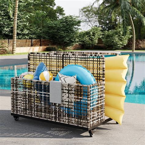 Kicctian Pool Float Storage Organizer With Rolling Wheels Outdoor