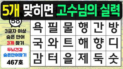 5문제 맞히면 고수님의 실력입니다 숨은단어찾기치매예방퀴즈치매예방치매테스트단어퀴즈치매예방활동 Youtube