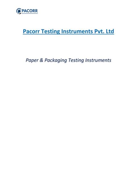 Paper Packaging Testing Instruments Pdf
