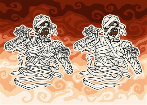 Halloween Two Mummies Retro Vector Illustration 25914444 Vector Art At