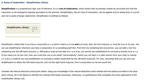 Solved 2 Rules Of Implication Simplification Simp And