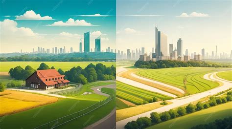 Premium Ai Image Urban Vs Rural Real Estate A Visual Journey Through