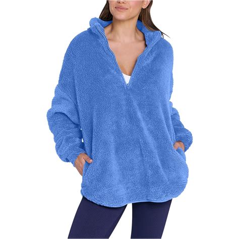 Uyisj Womens Sherpa Fleece Shirts Half Zip Up Oversized Winter Tops