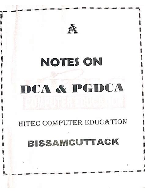Notes On Dca And Pgdca Computer Pdf